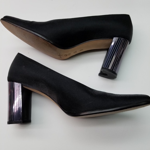 Sesto Meucci | Shoes | Sesto Meucci Black Fabric Mirrored Heels 6 2 N ...